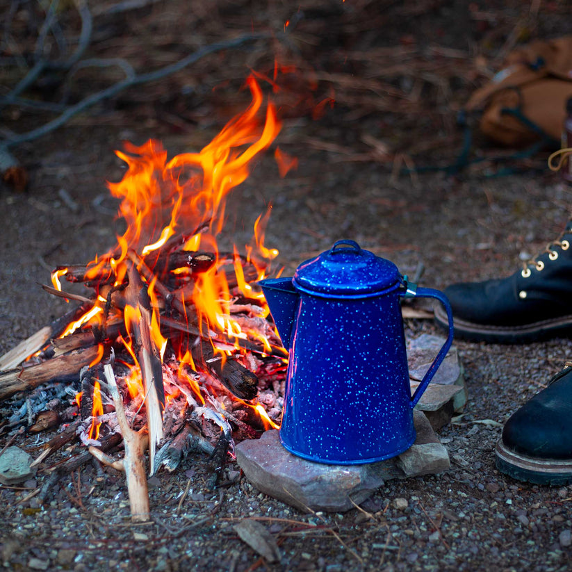 Blue Camping Enamelware Coffee Pot | GSI Outdoors